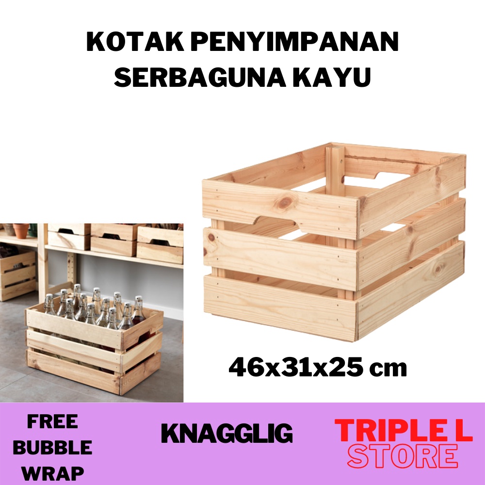 Jual Kotak Penyimpanan Serbaguna Bahan Kayu Pinus Storage Box 46x31x25 ...