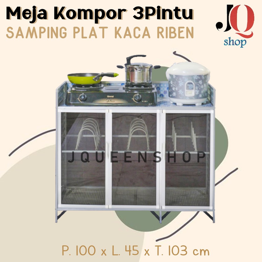 Jual Meja / Rak Kompor Kaca Riben Samping Plat 3 Pintu | Shopee Indonesia
