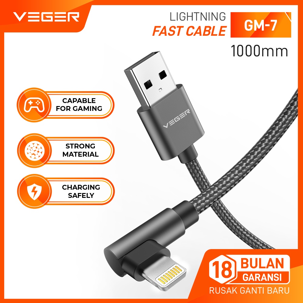 Jual VEGER GM-7 Kabel Data Cable Lightning For iPhone & iPad High Speed ...