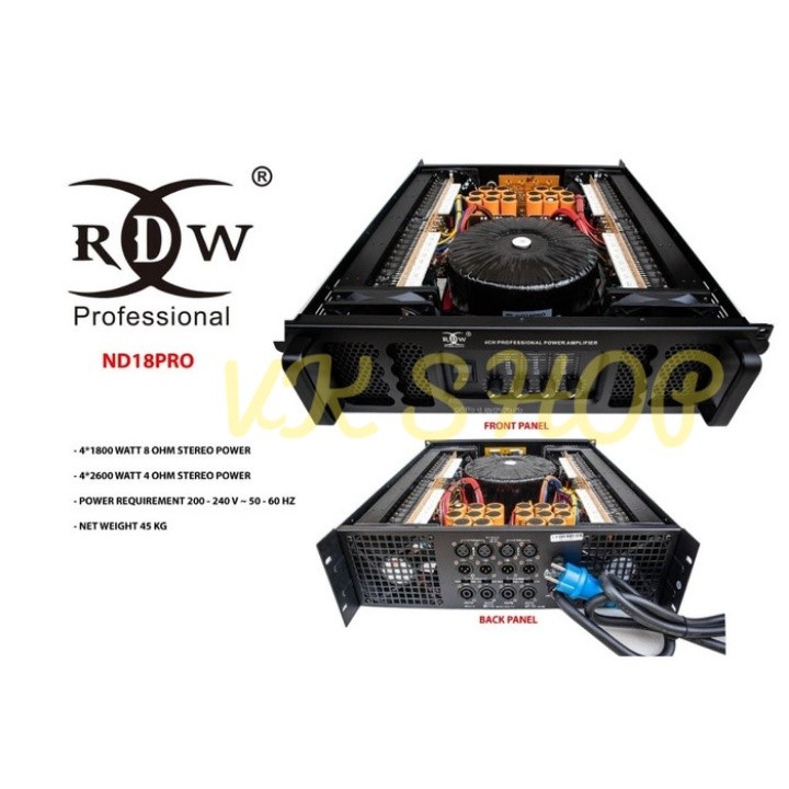 Jual Power Amplifier RDW ND18PRO/ND 18PRO/ ND 18 PRO 4Ch 1800 Watt ...