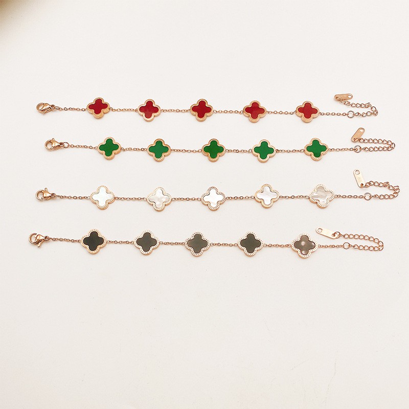 Jual Gelang clover lima bunga Tangan Korea Titanium Anti Karat | Shopee ...