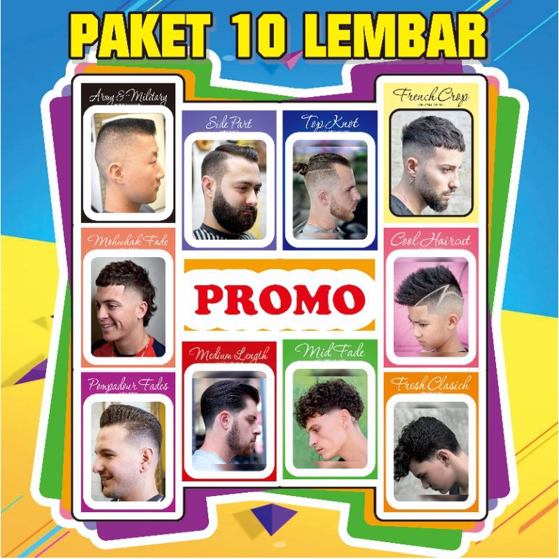 Jual PROMO 6 LEMBAR model rambut pria poster barbershop &salon 2022 ...