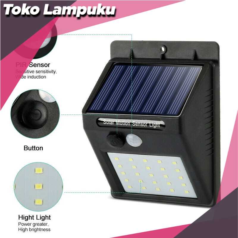 Jual Lampu Solar Sensor Gerak Weatherproof 460 Lumens 6500K | Shopee ...