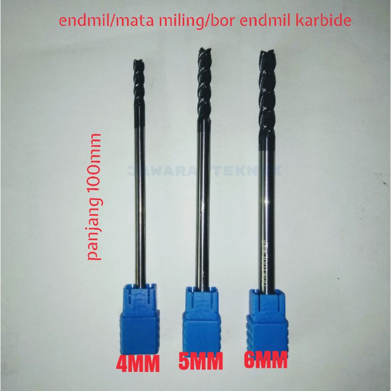 Jual mata miling endmil karbid super panjang 100mm ukuran 4/5/6mm ...