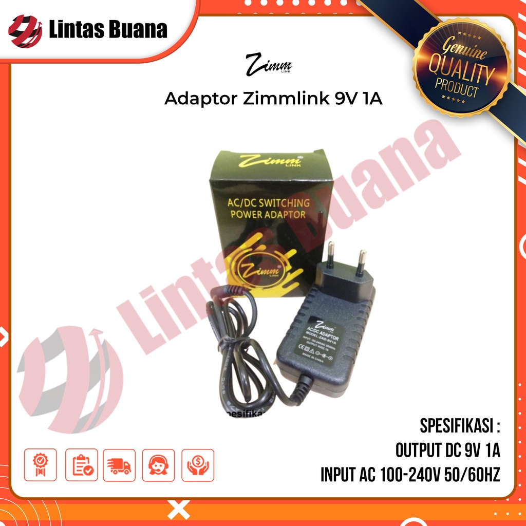 Jual Adaptor Zimmlink DC 9 Volt 1 Ampere ADAPTOR 9V 1A ZAD-9V1A ...