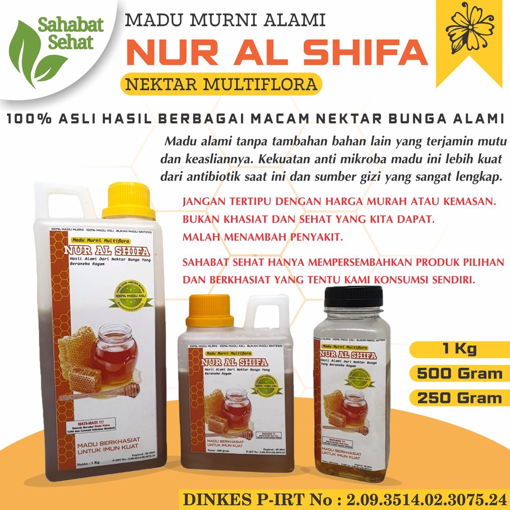 Jual (100% ASLI) MADU MURNI MULTIFLORA NUR AL SHIFA 500 gram 1/2 Kg ...