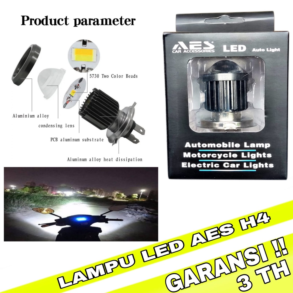 Jual PMM18 ( ORI AES ) LAMPU LED HEADLAMP H4 LASER AES I Bohlam Led H4 ...