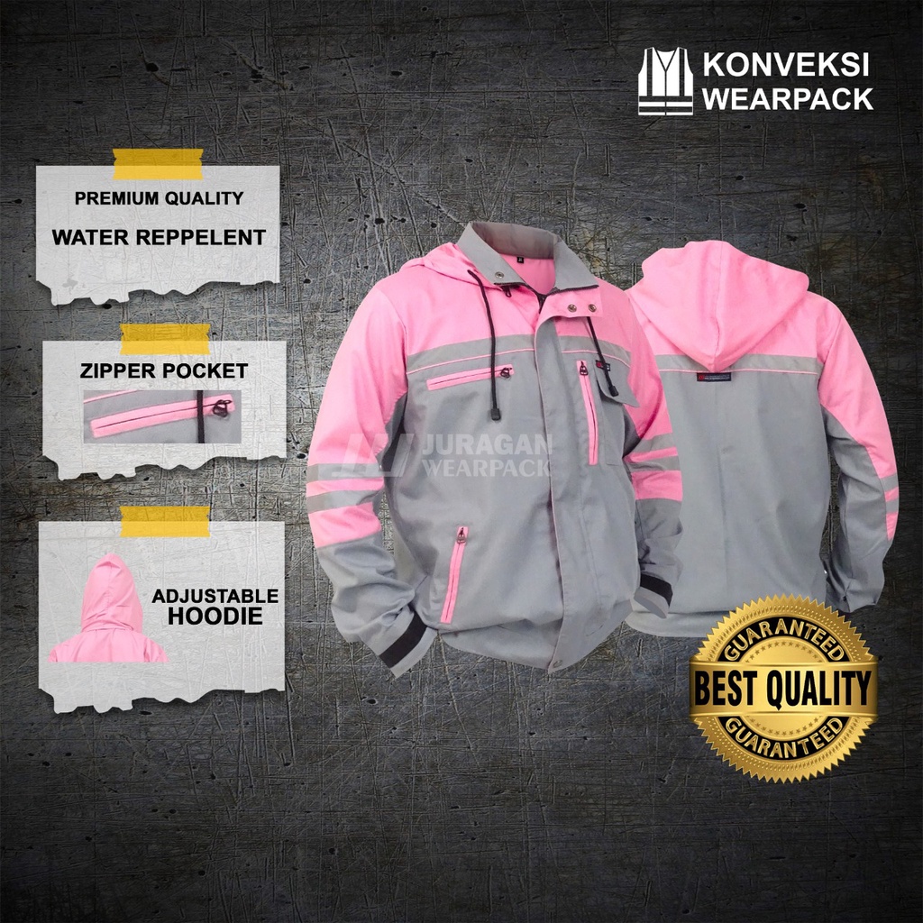 Jual Wearpack Jaket Waterproof Warna Pink Kombinasi Abu | Shopee Indonesia
