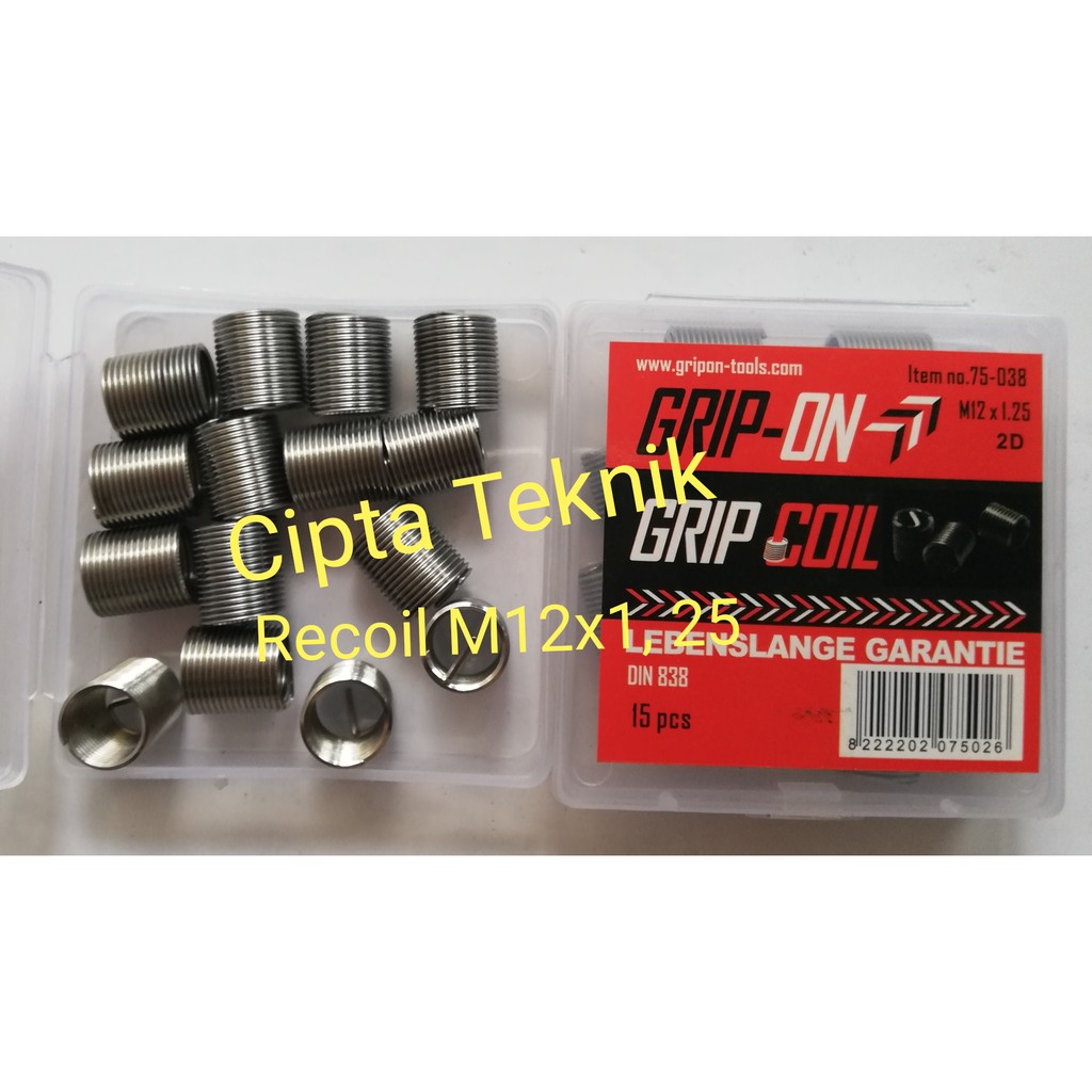 Jual Recoil M12 x 1,25 2D Grip On Perbaiki Ulir Lubang Baut M12x1.25 ...