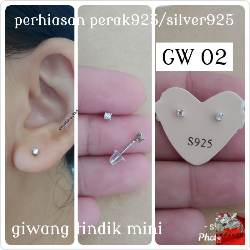 Jual giwang anting tindik kecil perak 925 lapis emas putih asli ...