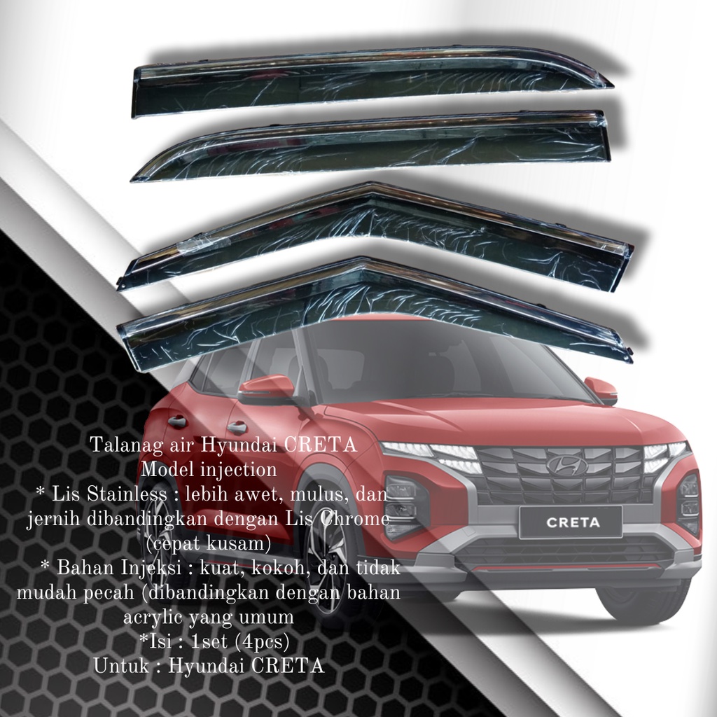 Jual Talang Air Premium Lis Stainless CRETA 2022 | Shopee Indonesia