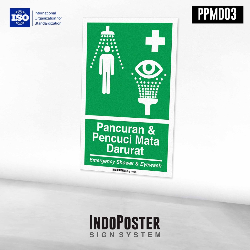 Jual Stiker Safety Sign K3 ISO Pancuran Pencuci Mata Darurat Emergency ...