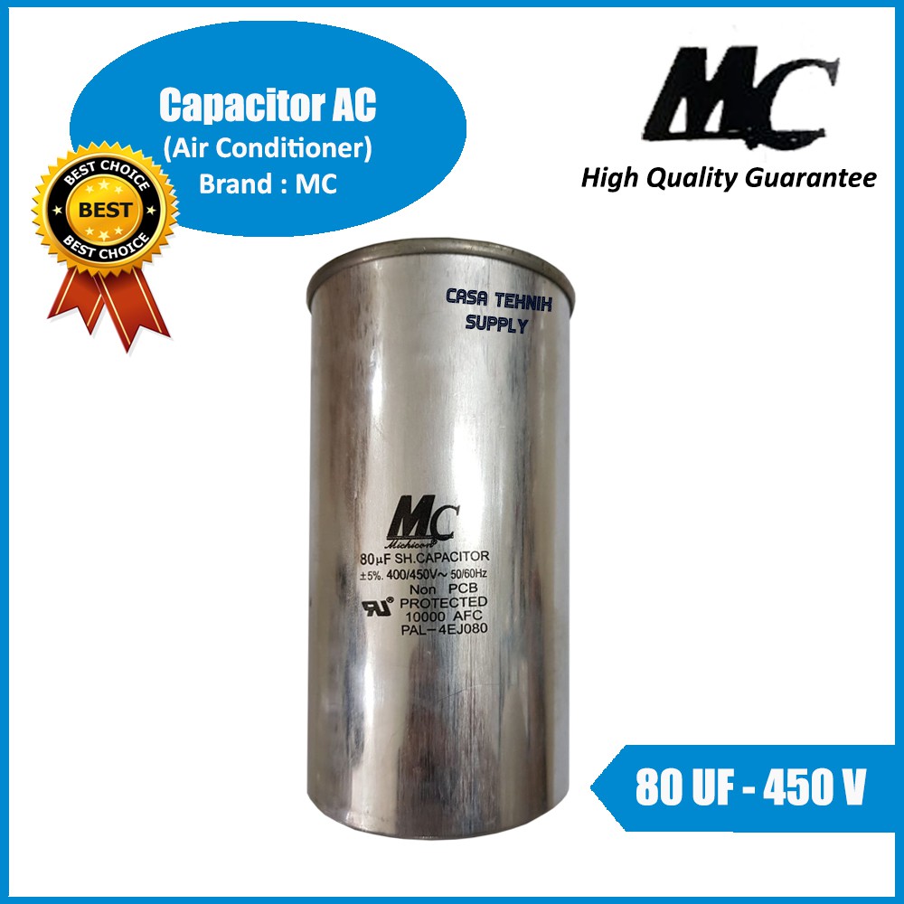 Jual Kapasitor (Capacitor) AC 80 uf - 450V Aluminium (Spare Part AC ...