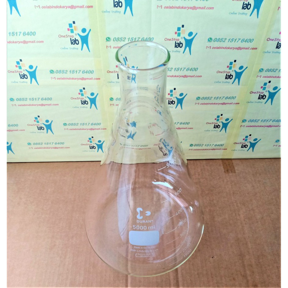 Jual DURAN Erlenmeyer flask glass 5000 ml Labu Erlenmeyer 5L | Shopee ...