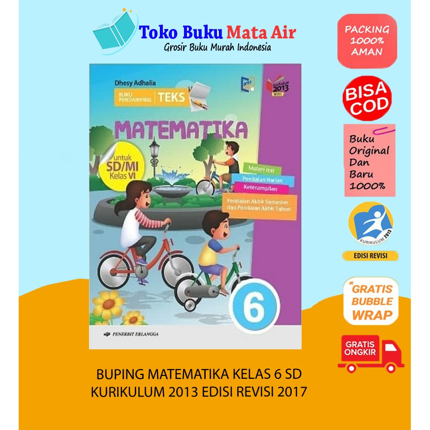 Jual BEST SELLER BUPING MATEMATIKA 6 UNTUK SD/MI KELAS VI - ERLANGGA | Shopee Indonesia