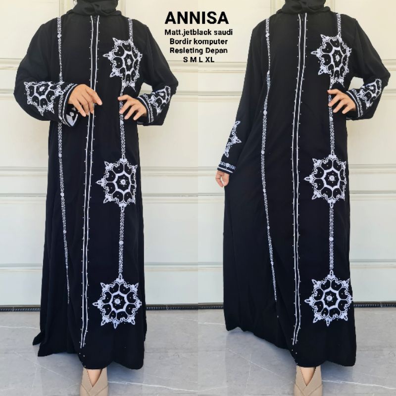 Jual abaya gamis hitam bordir ANNISA | Shopee Indonesia
