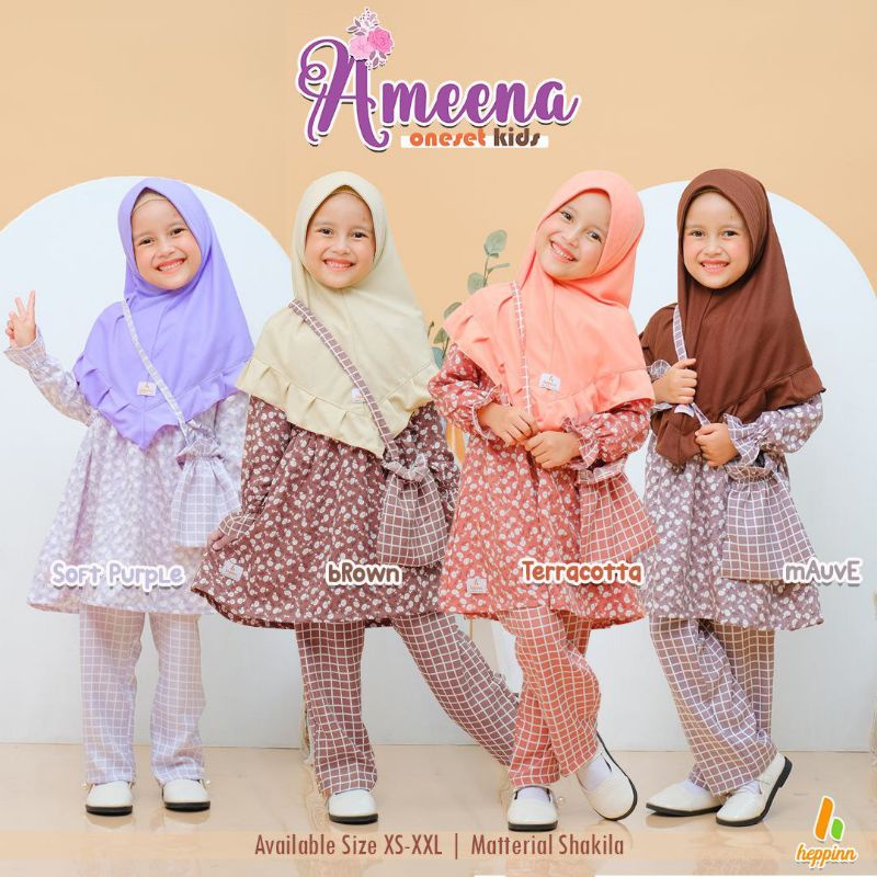 Jual AMEENA One Set Kids Setelan Muslim Anak Cewek Motif Syari Simpel ...