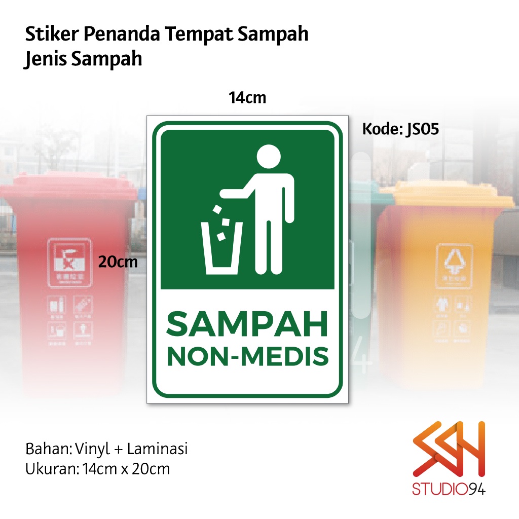 Jual Stiker Penanda Tempat Jenis Sampah | Organik Non Anorganik Medis ...
