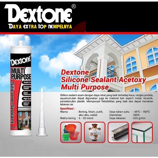 Jual DEXTONE Silicone Sealent Lem Kaca Acetic Asam Multi Purpose Lem ...