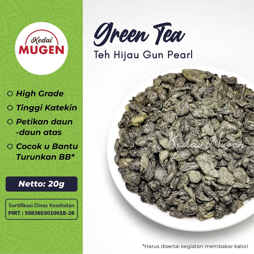 Jual Teh Hijau Daun Premium Asli Jawa | Java Green Tea Gun Pearl 20g ...