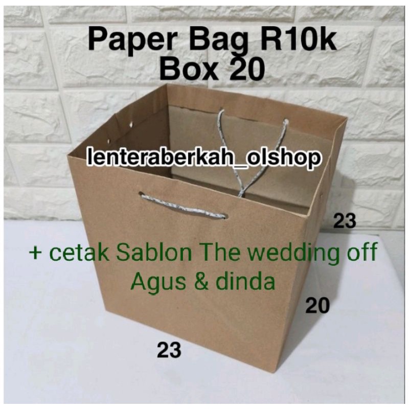 Jual paperbag R10k box 20x20 + cetak sablon (23x22x25) | Shopee Indonesia