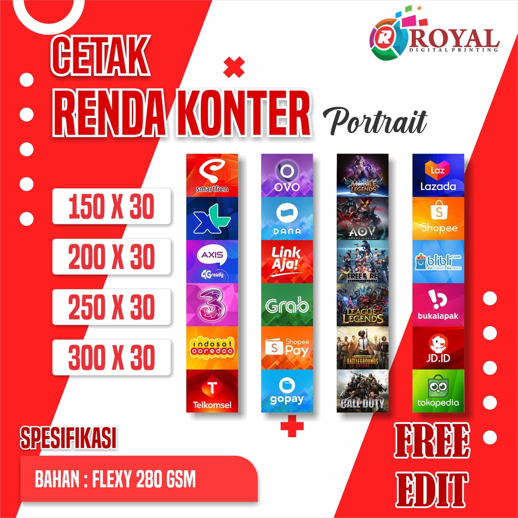 Jual Spanduk Banner Konter Portrait / Renda Portrait / Spanduk Operator Cellular | Shopee Indonesia