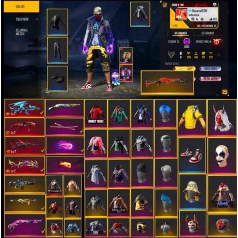 Jual AKUN FREE FIRE OLD SULTAN Season 1(Dikirim Random) | Shopee Indonesia