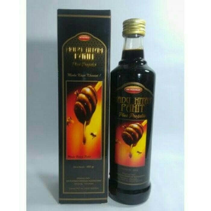 Jual madu- ar rohmah madu hitam pahit plus propolis arrohmah botol kaca ...