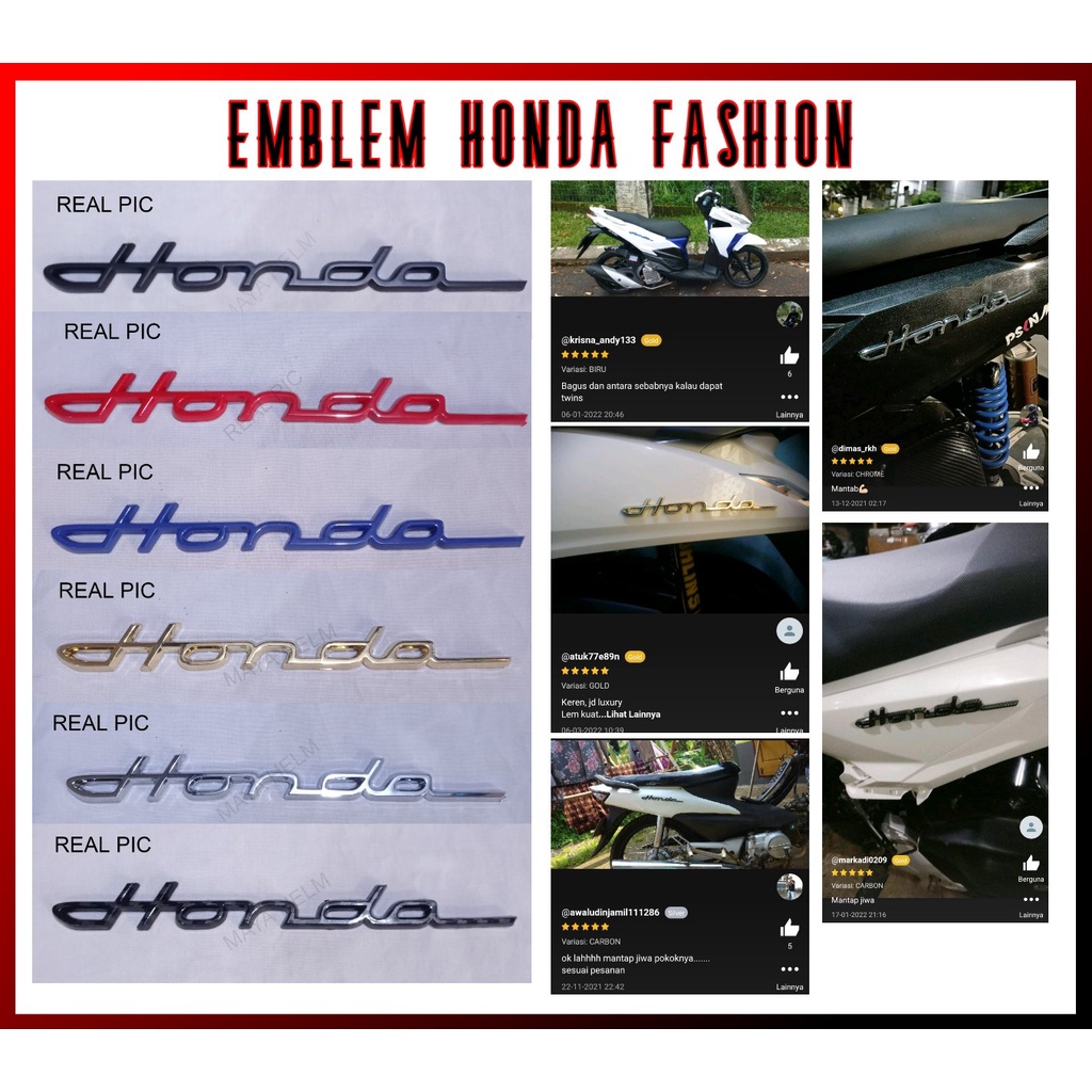 Jual Emblem Logo Honda Tulisan Rangkai Latin Bahan Plastik Warna Best ...