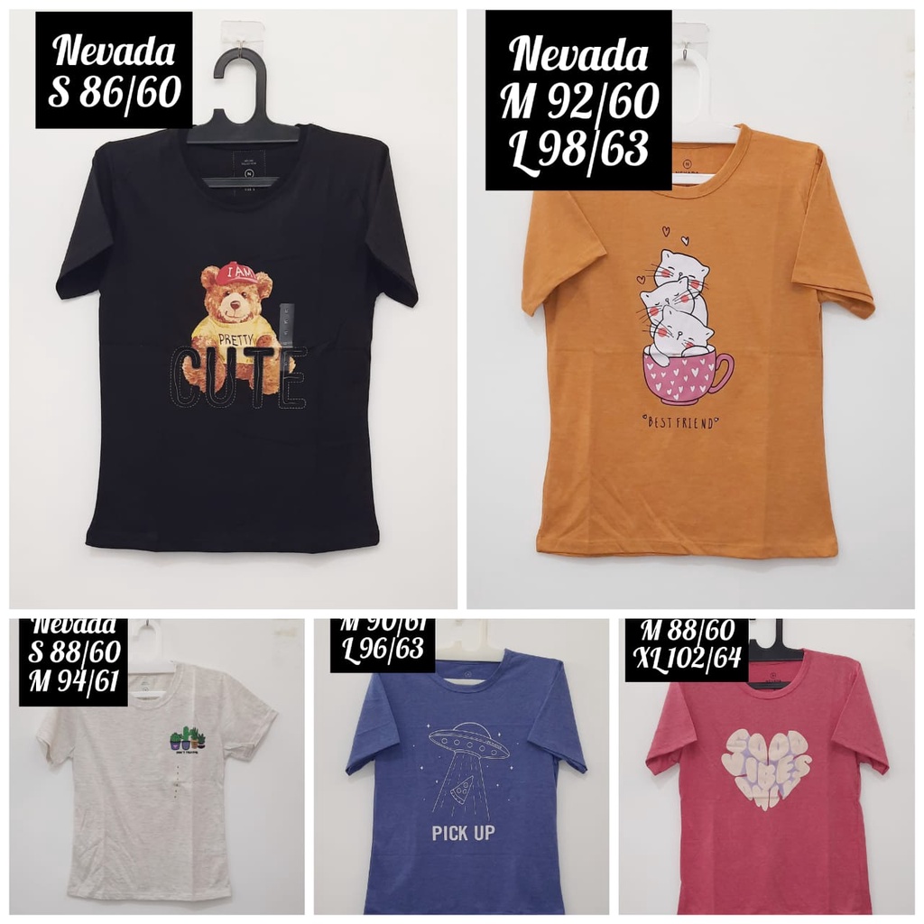 Jual Baju Matahari Kaos Nevad@ Wanita / cewek Dewasa Lengan Pendek mix ...