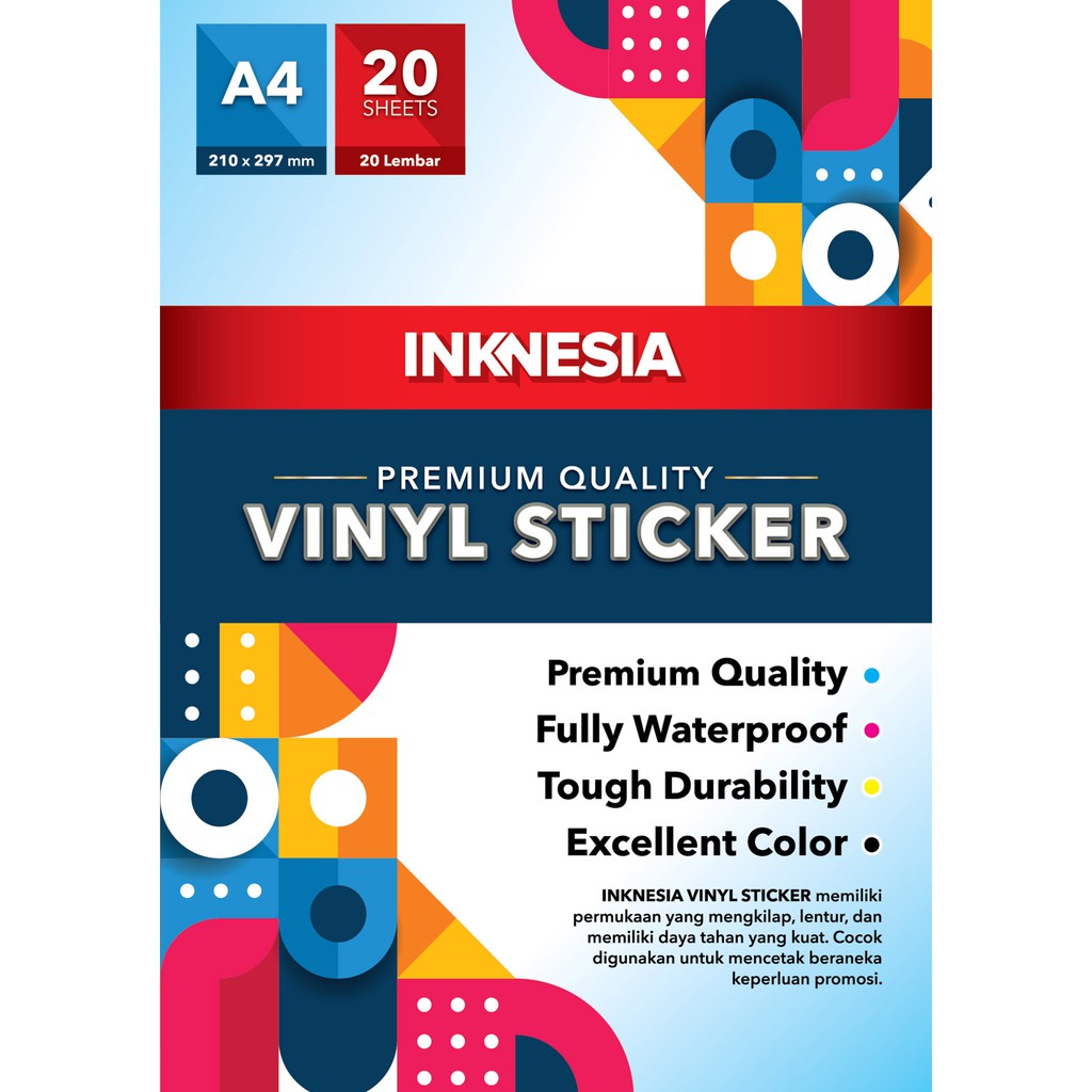 Jual Kertas Sticker Vinyl Glossy Inknesia A4 isi 20 lembar | Shopee ...
