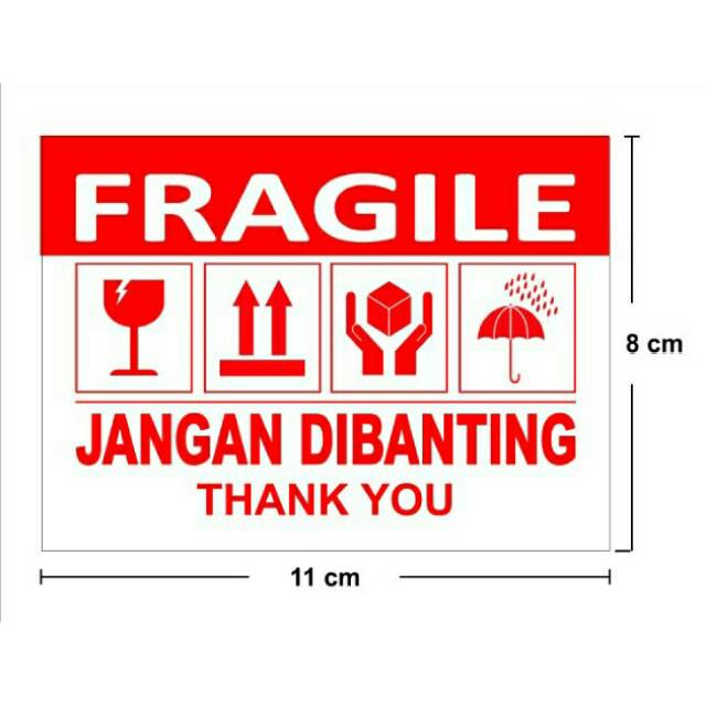 Jual Stiker fragile uk 11 x 8 cm ( 1 pak = 100 lbr ) | Shopee Indonesia