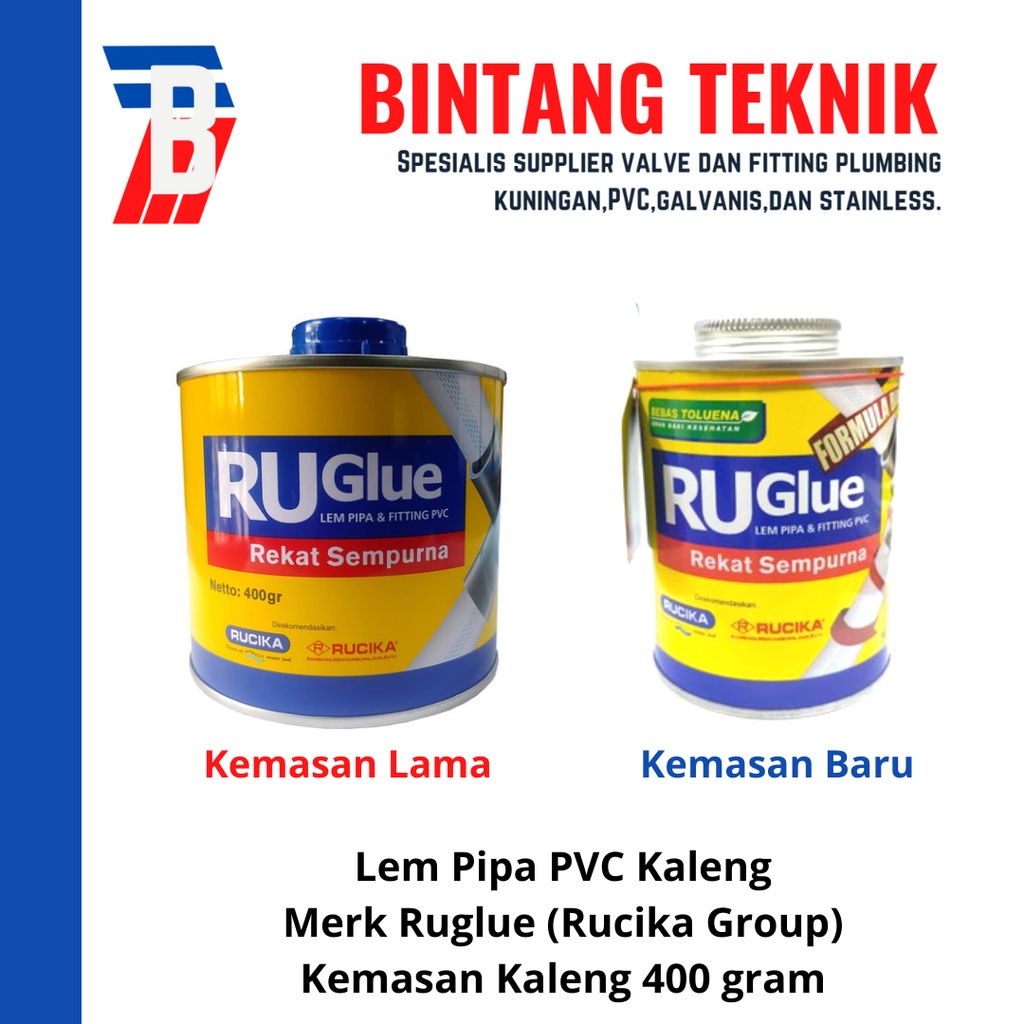 Jual Lem PVC Kaleng Merk RUGlue (Rucika) 400 Gram | Shopee Indonesia