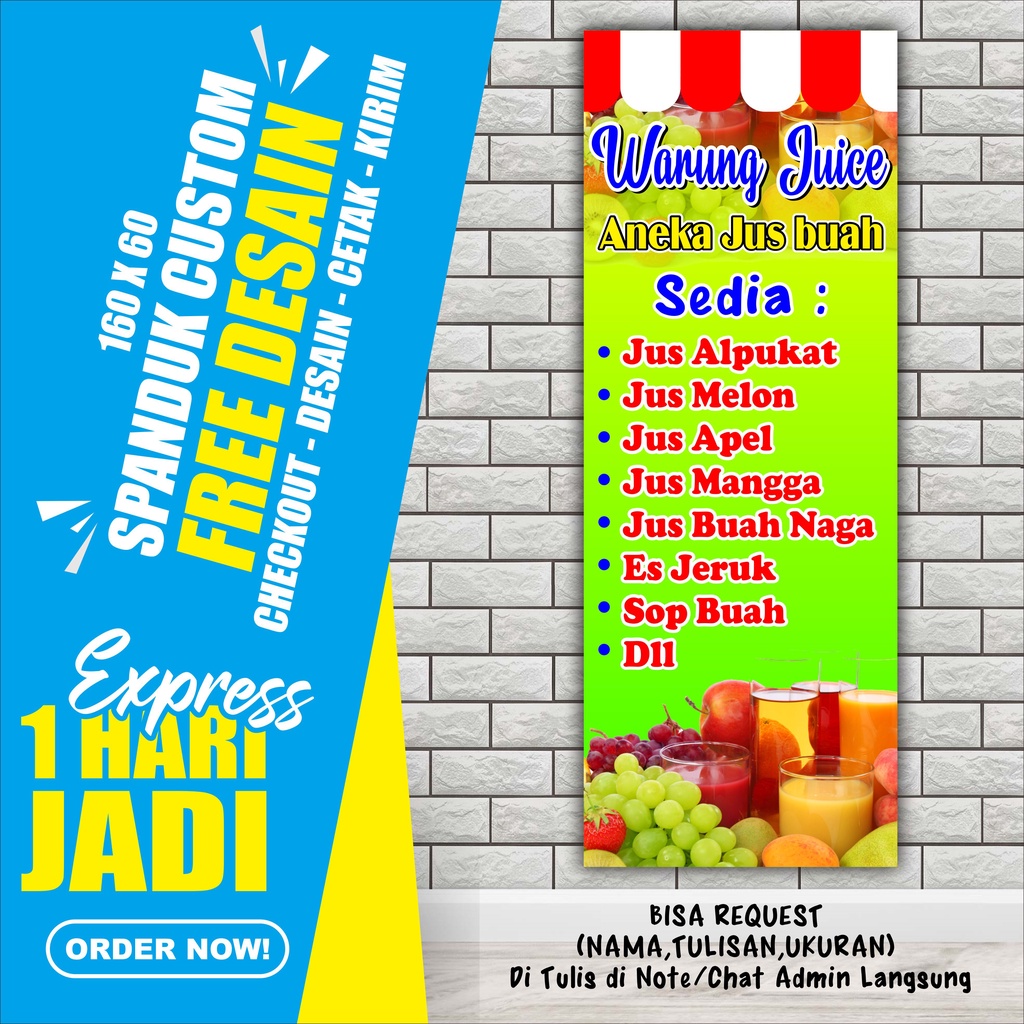 Jual SPANDUK/BANNER JUS BUAH 1 HARI JADI | Shopee Indonesia