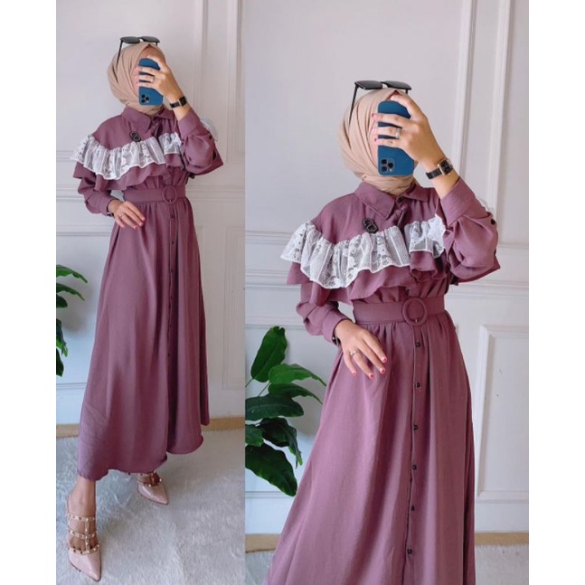Jual Dress sabrina crinkle| gamis ruffle crinkle | gamis brokat rufle ...