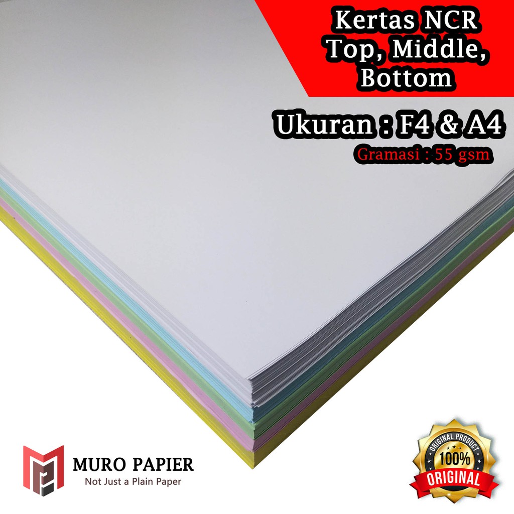 Jual ( PER PAK - ISI 50 ) Kertas NCR Top Mid Bottom 55 gsm F4 - by Muro ...