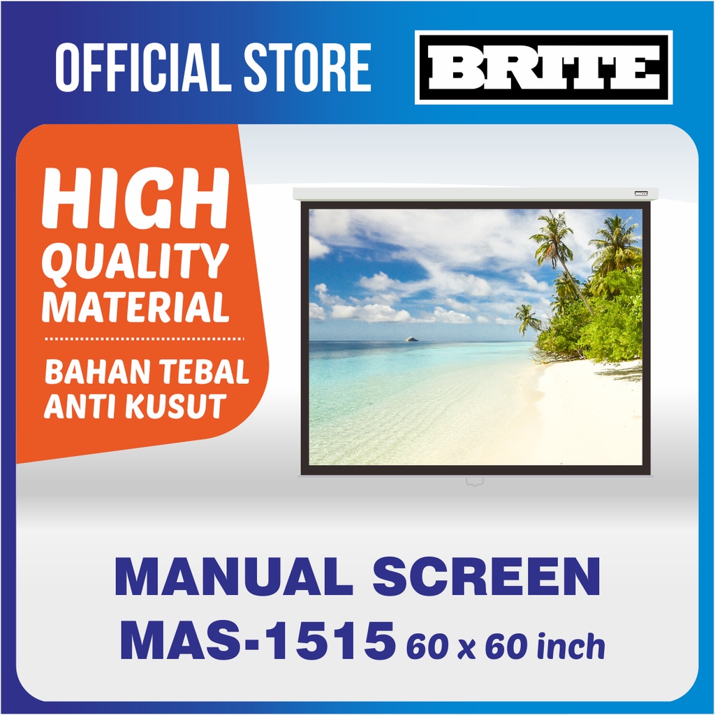 Jual Layar Projector Brite Gantung MAS-1515 60" x 60" ( 153 x 153 cm ...