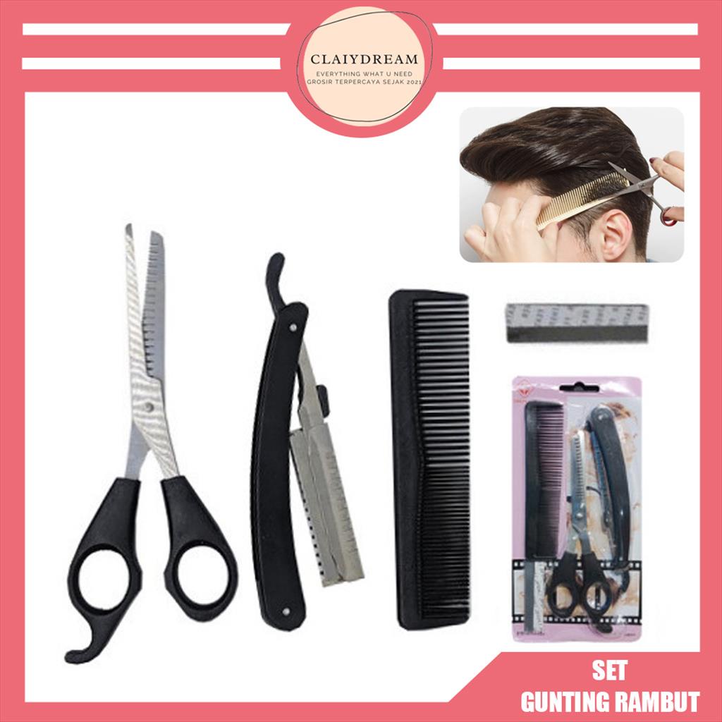 Jual CLAIYDREAM Gunting Set 3IN1 - Sasak Sisir Pisau Cukur Rambut Alat ...