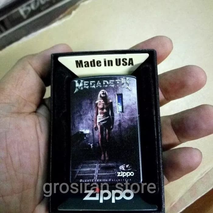 Jual zippo megadeth custom logo tulisan nama print korek api unik kado ...