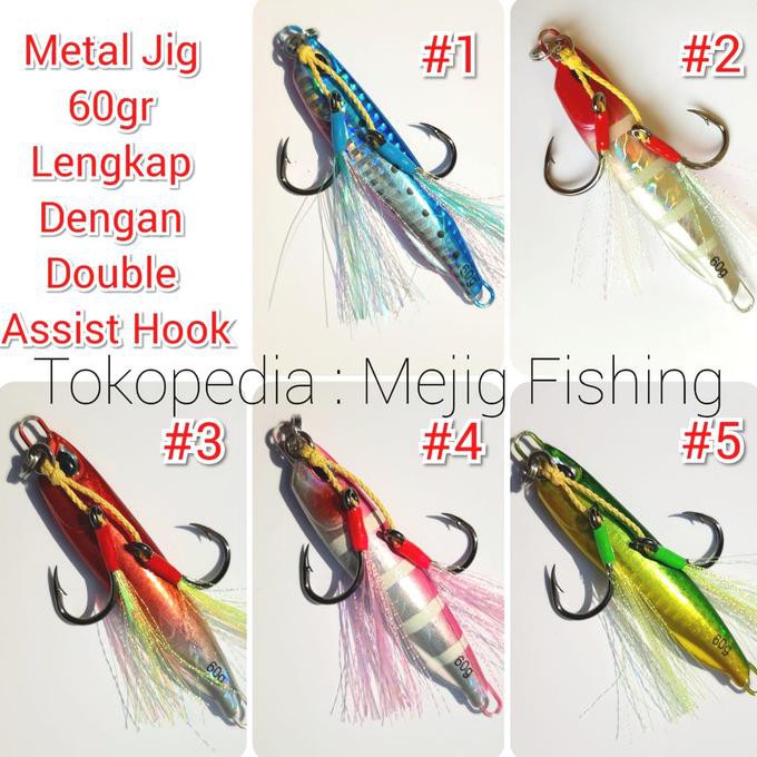 Jual Metal Jig 60 gr Drag Metal Cast Slim Lengkap Dengan Double Assist Hook | Shopee Indonesia