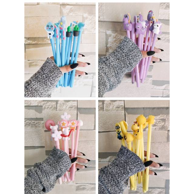 Jual Pulpen karakter lucu 4 warna tinta gel (boxy) | Shopee Indonesia