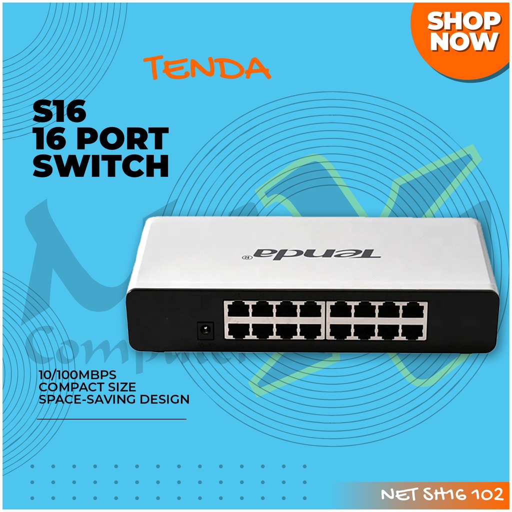 Jual Tenda S16 16-Port 10/100Mbps Compact Size Plug & Play Desktop Switch | Shopee Indonesia