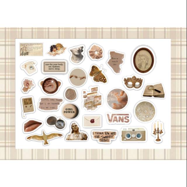 Jual BEIGE AESTHETIC STICKER (30 PCS) | Shopee Indonesia