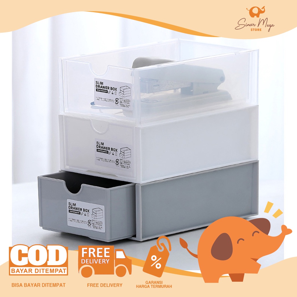Jual Stackable Slim Drawer Box Bahan Plastik PP Tebal / Mini Storage ...