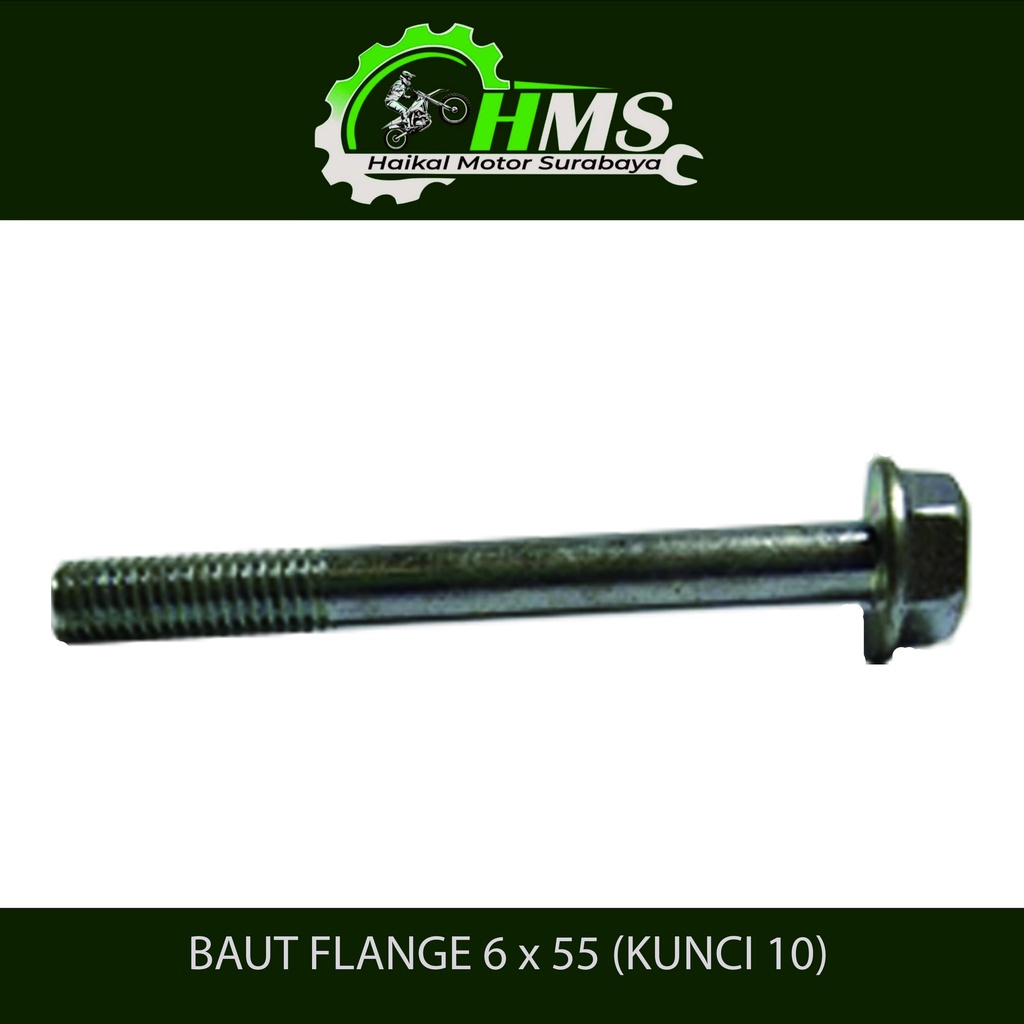 Jual BAUT FLANGE 6 x 55 (KUNCI 10) - BAUD RING TOPI 6 MM , PANJANG 55 ...