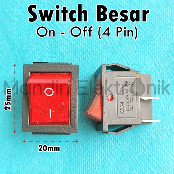 Jual Saklar Switch Lampu On Off Besar 4 pin merah - Switch Lampu Besar ...