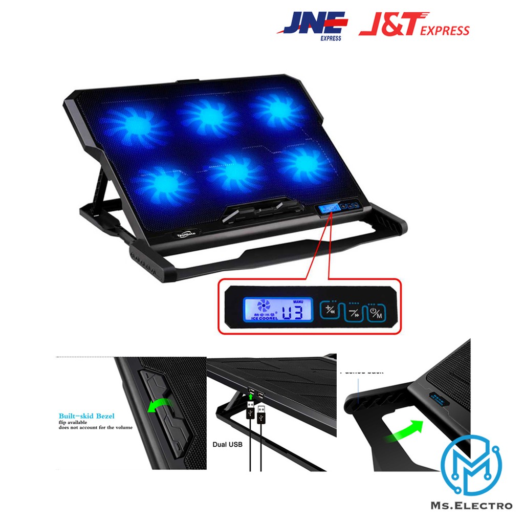 Jual Meja Laptop ICE COOREL Cooling Pad Laptop 6 Fan - MEAK51 | Shopee ...