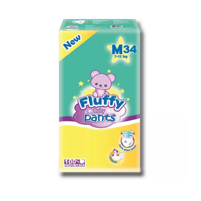 Jual FLUFFY Popok Bayi Tipe Pants - M34 (Free 4 pcs) | Shopee Indonesia