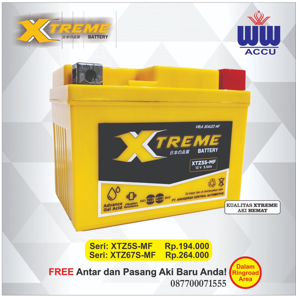Jual Aki Motor Kering XTREME BATTREY Honda Beat Vario Supra Yamaha Mio NMAX Jupiter Suzuki ...