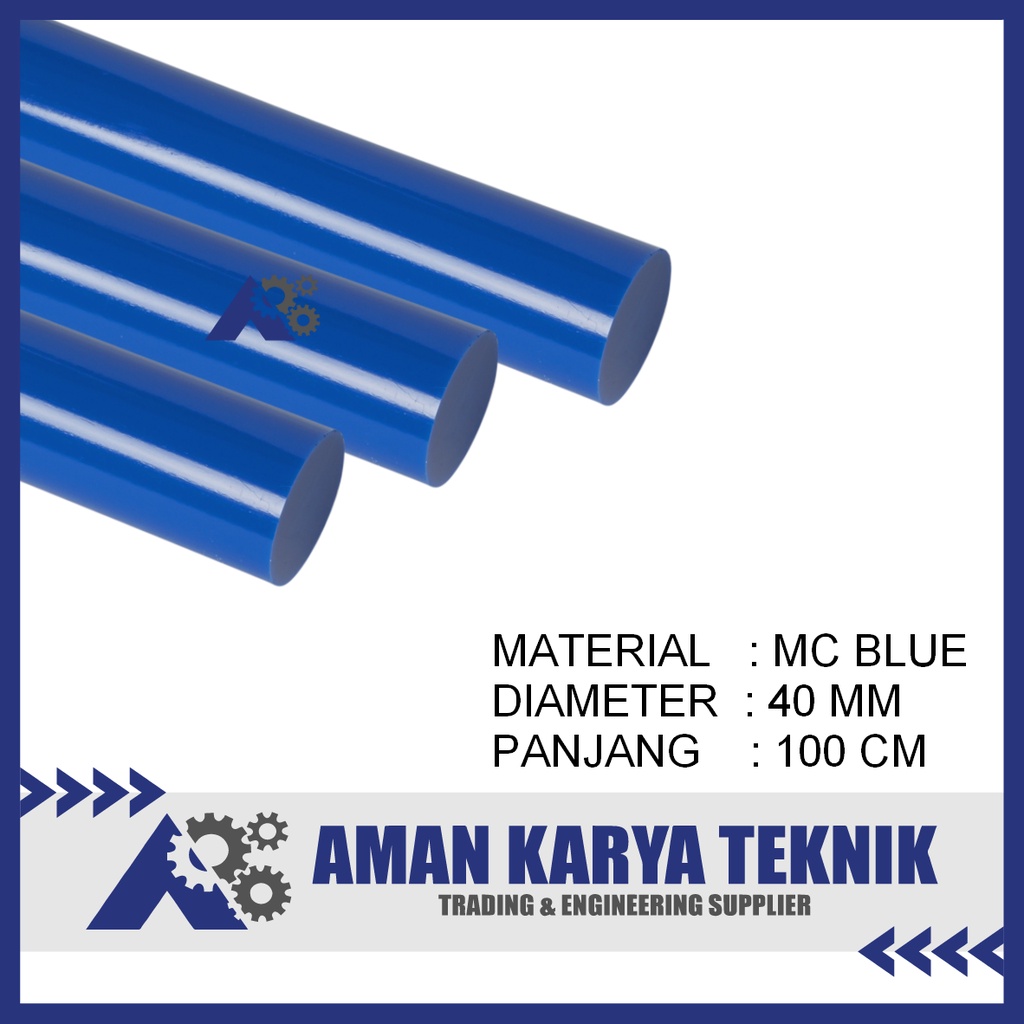 Jual Nylon MC Blue Batangan ( MC Blue Rod ) Dia. 40 mm x 1000 mm ...